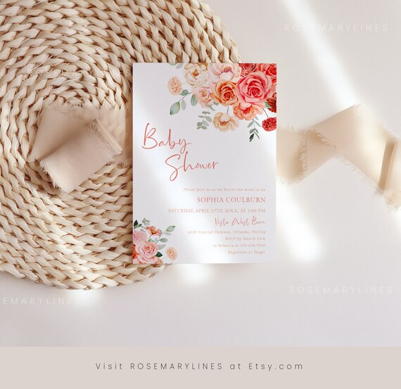 Coral Baby Shower Invites Design Editable Whale Baby Shower Thank You