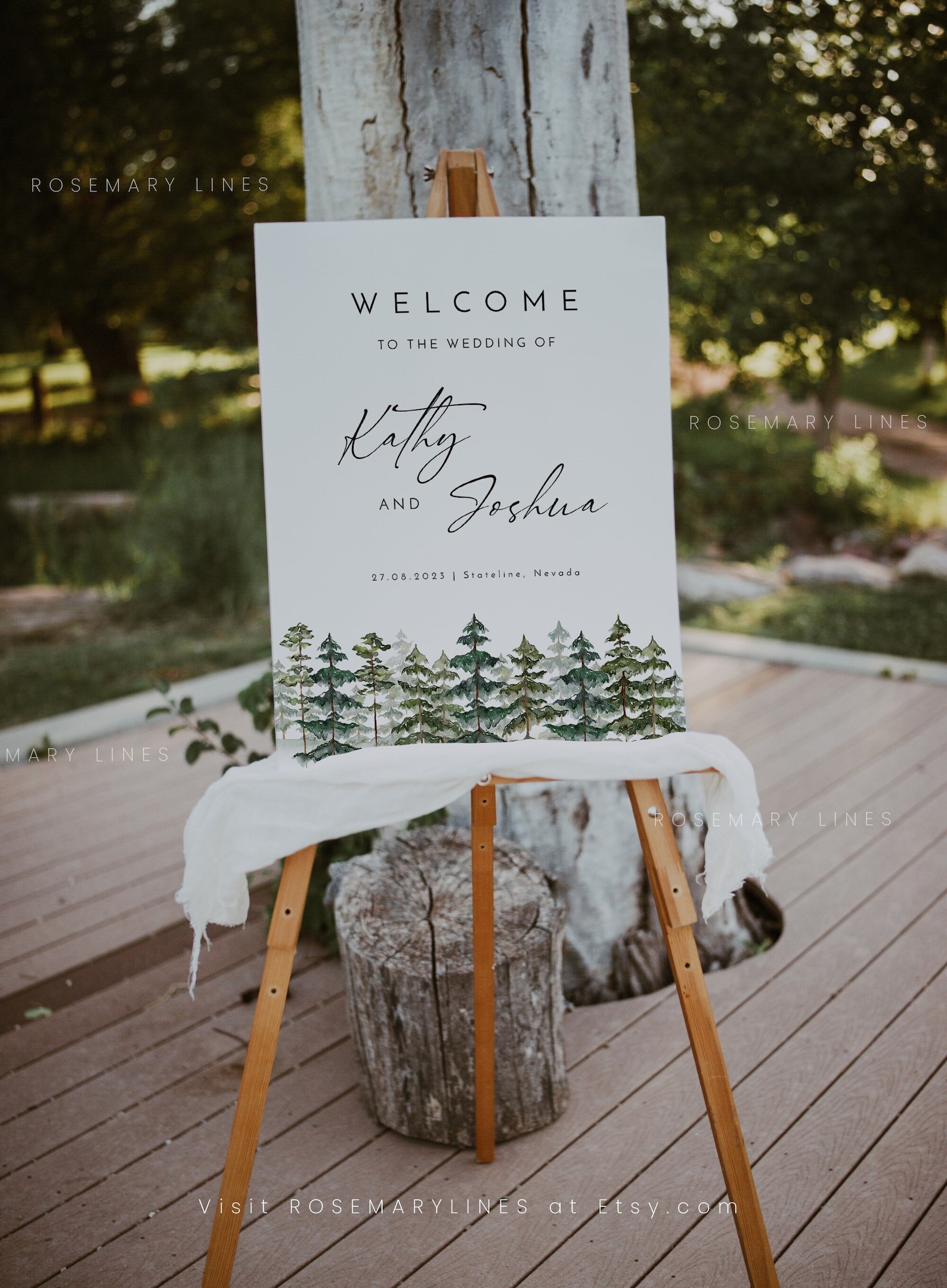 Pine Tree Welcome Sign Template Forest Wedding Welcome Sign - Etsy