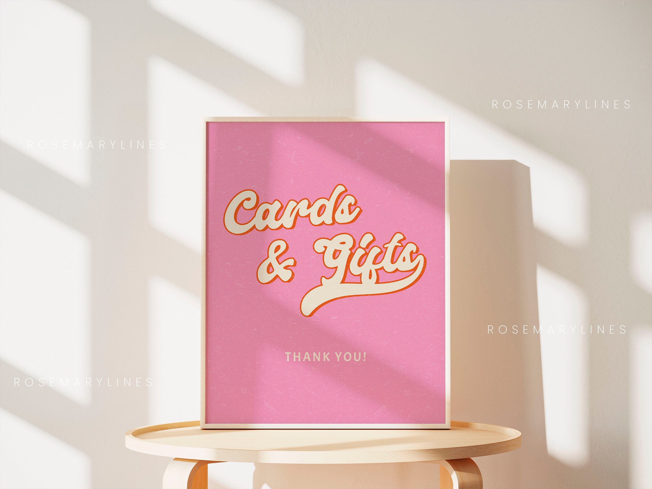 Retro Groovy Cards and Gifts Sign Template Hot Pink Orange | Etsy