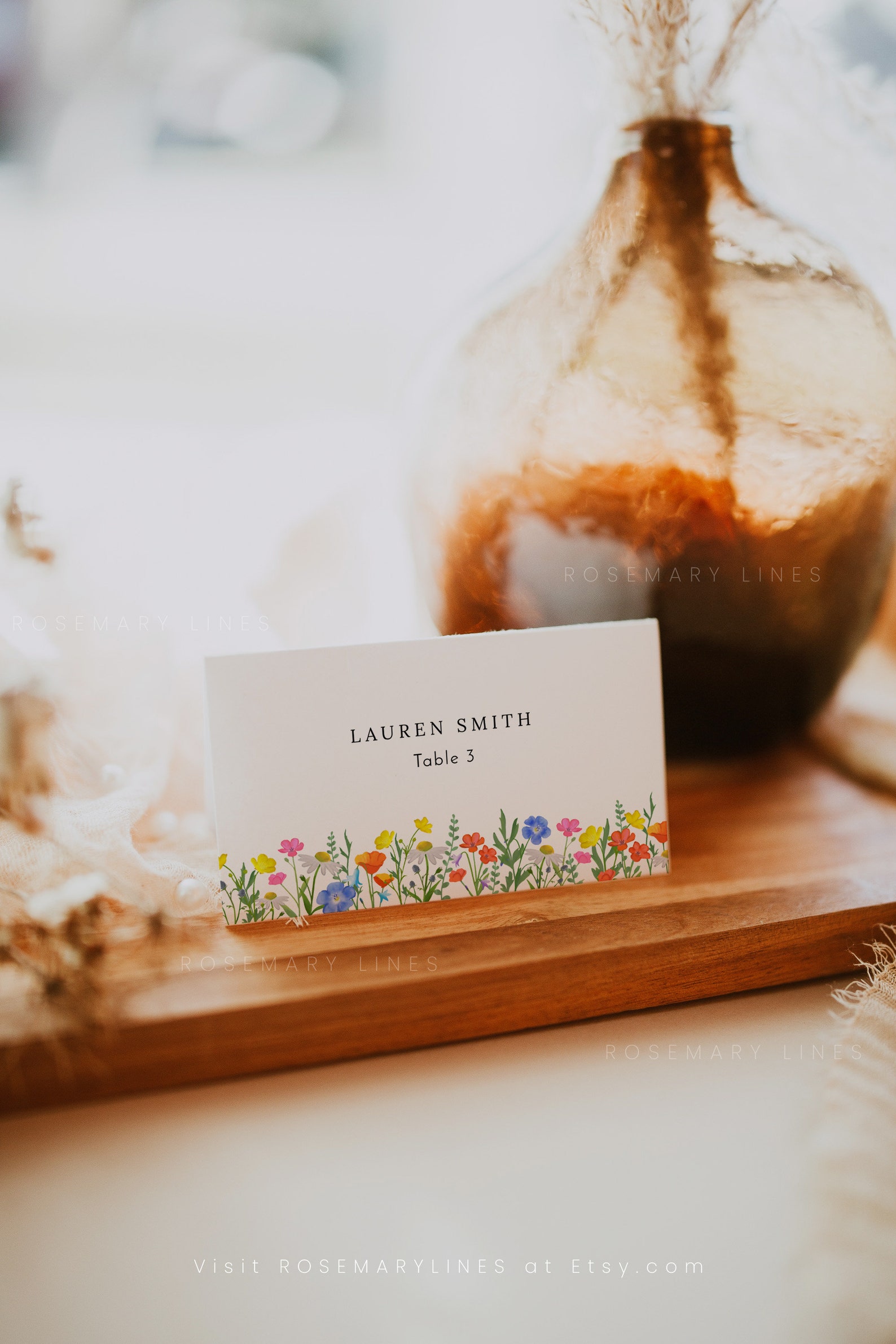 Wildflower Place Cards Wildflowers Place Card Template - Etsy