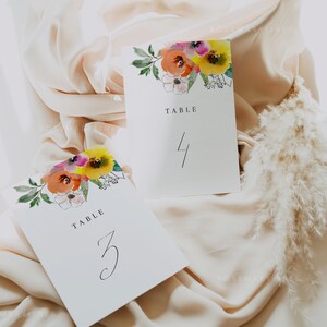 Orange Pink Yellow Floral Table Numbers, Living Coral Wedding Table ...