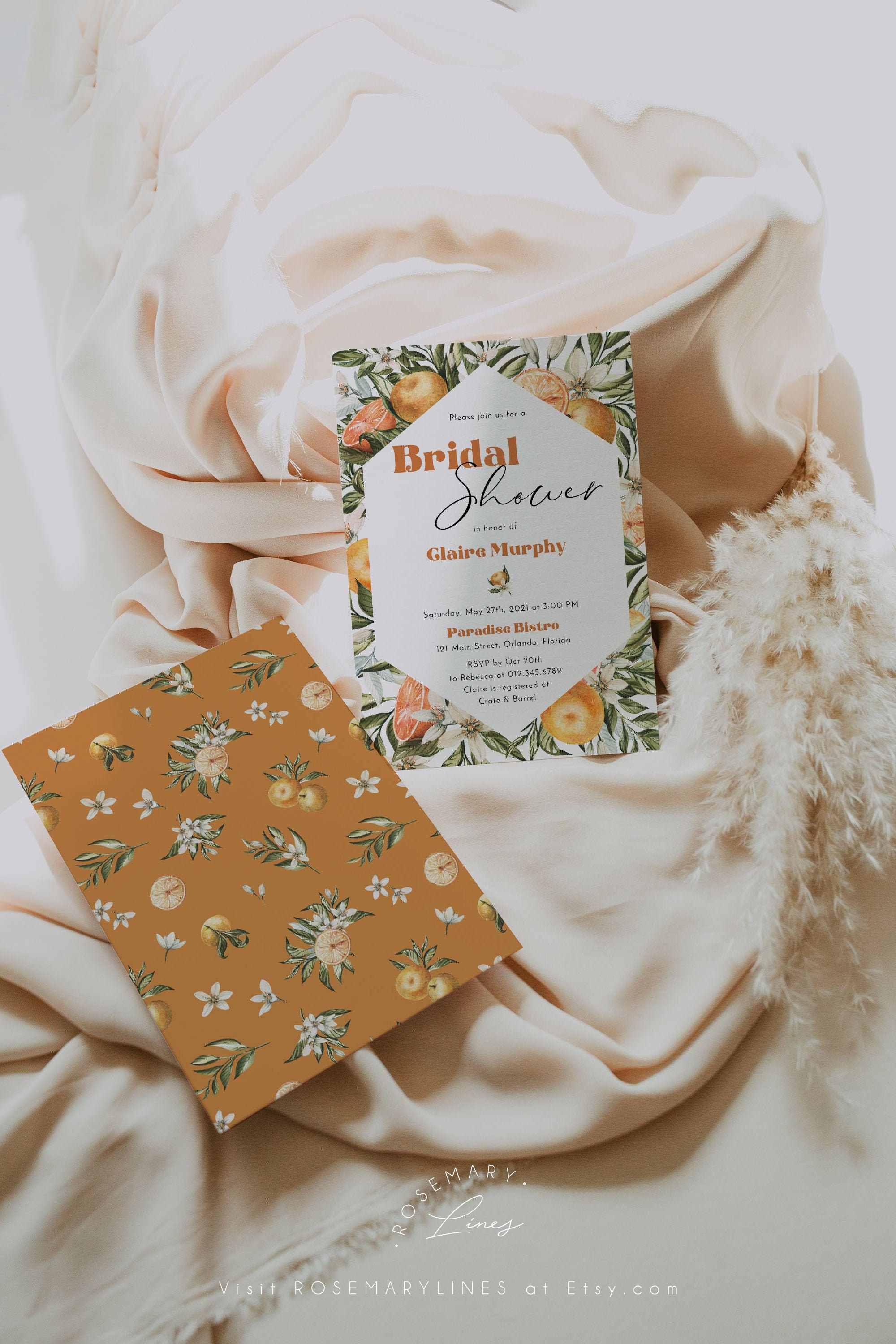 Paper & Party Supplies Party Games orange bridal shower recipe card ...