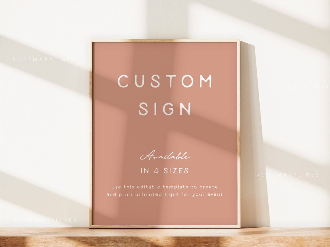 Terracotta Custom Sign Template Modern Mauve Wedding Signs - Etsy