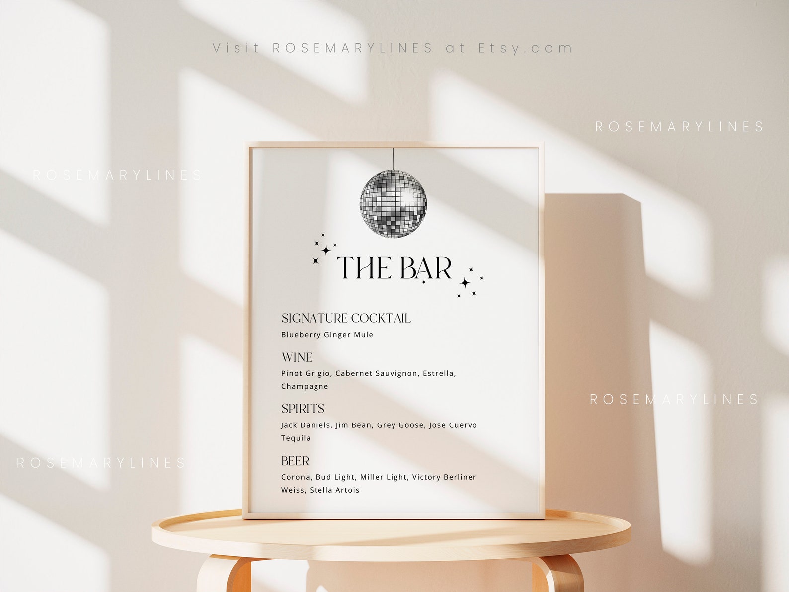Disco Ball Bar Sign Template Retro Bar Menu Wedding Disco - Etsy