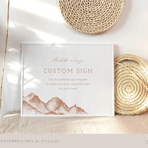 Minimal Mountain Custom Sign Template: Terracotta Boho Desert Wedding ...