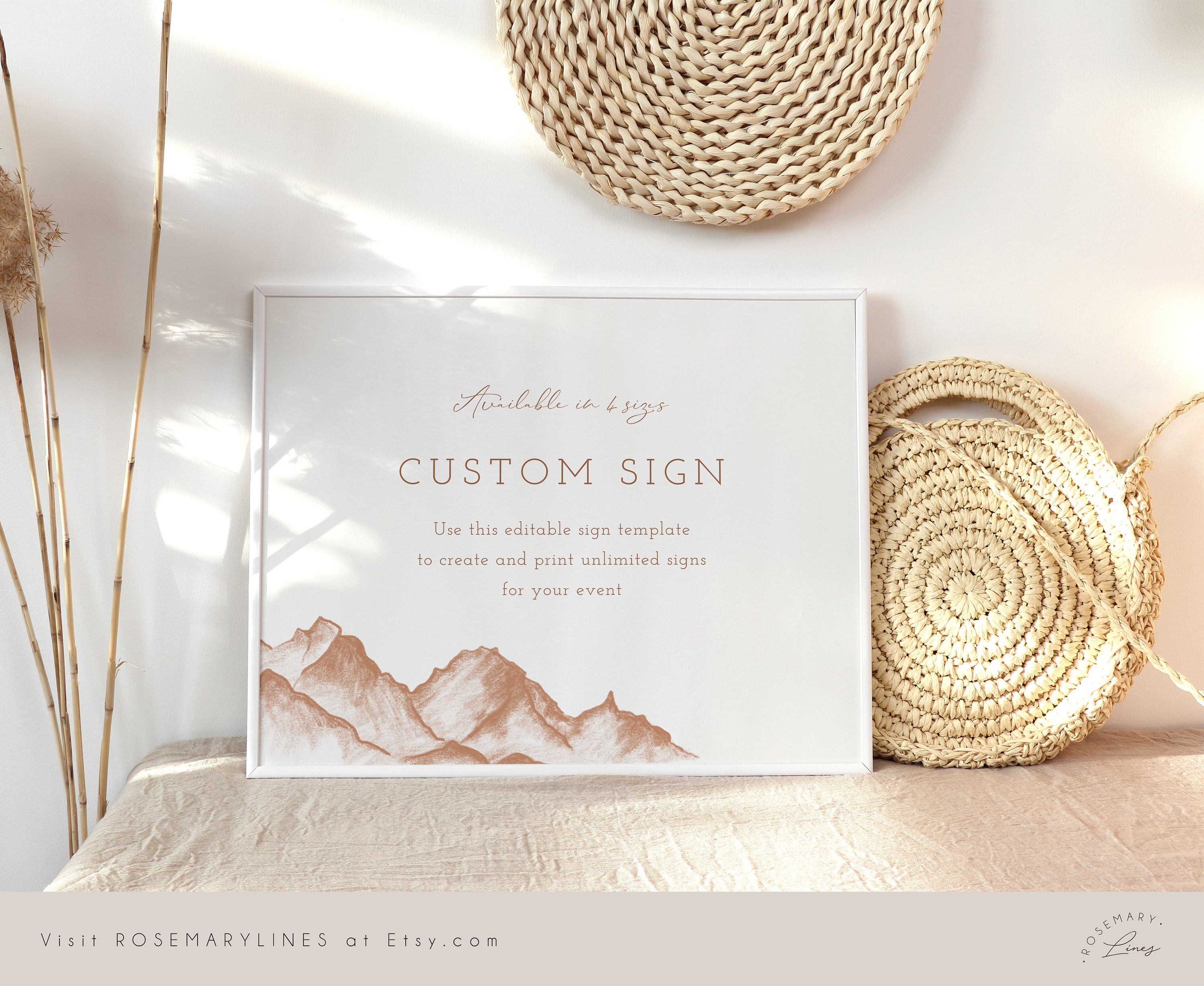 Minimal Mountain Custom Sign Template: Terracotta Boho Desert Wedding ...
