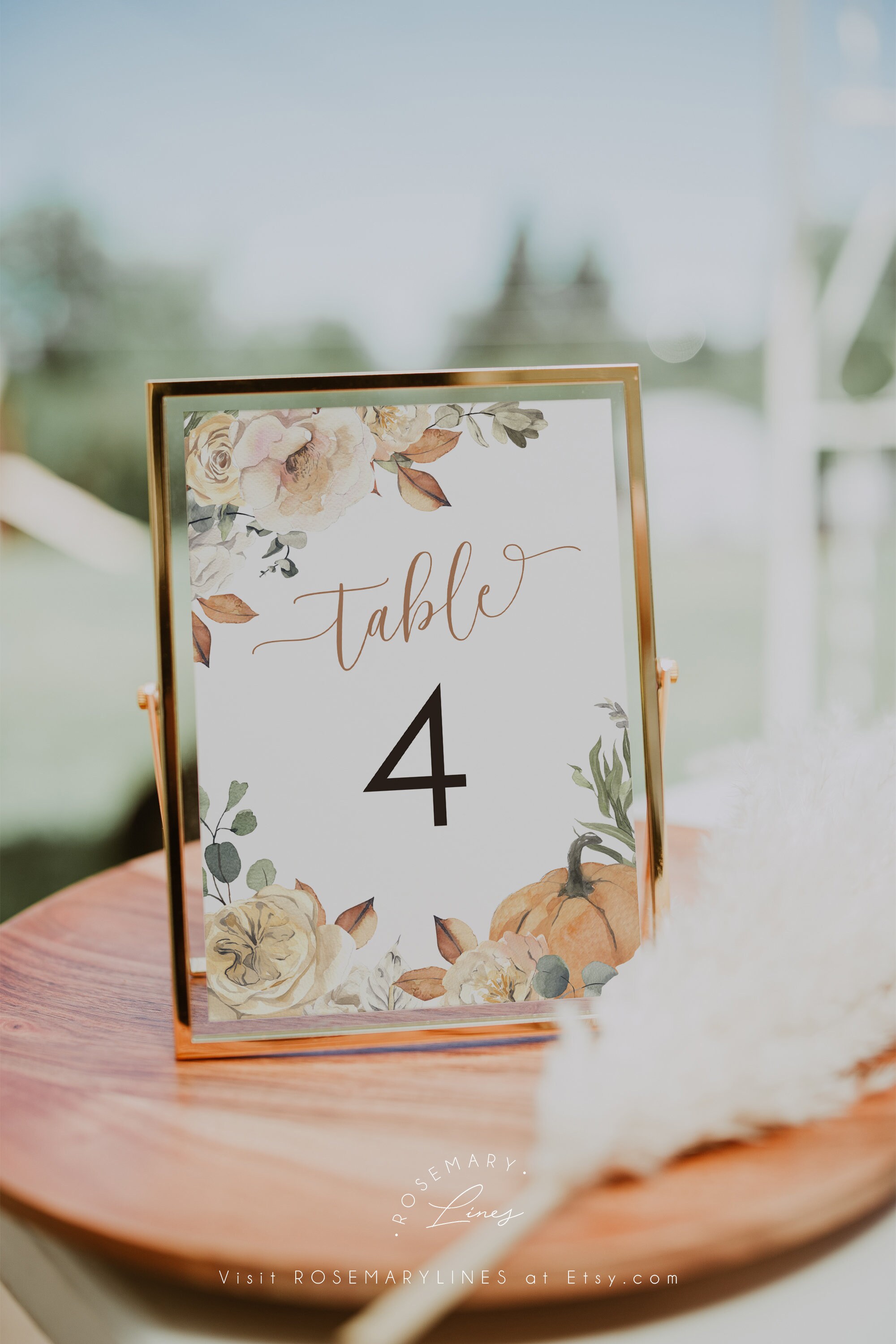Editable Fall Wedding Table Numbers Pumpkin Table Number | Etsy