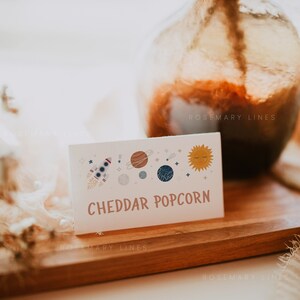 Outer Space Food Labels, Galaxy Solar System Buffet Card Template, Sun ...
