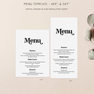Retro Wedding Menu Template, Boho Menu Template, 60s 70s Menu Cards ...