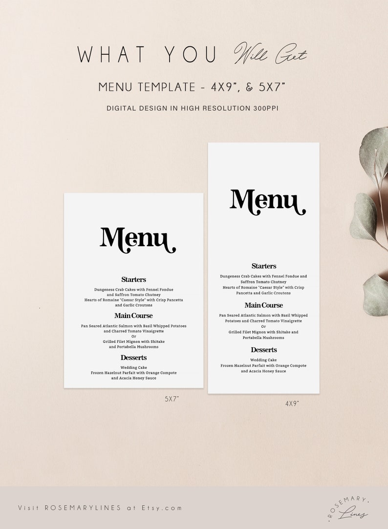 Retro Wedding Menu Template Boho Menu Template 60s 70s Menu - Etsy