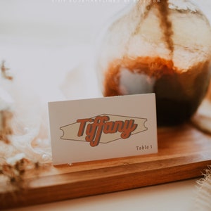 Modern Retro Place Cards Template 60's 70's Place - Etsy