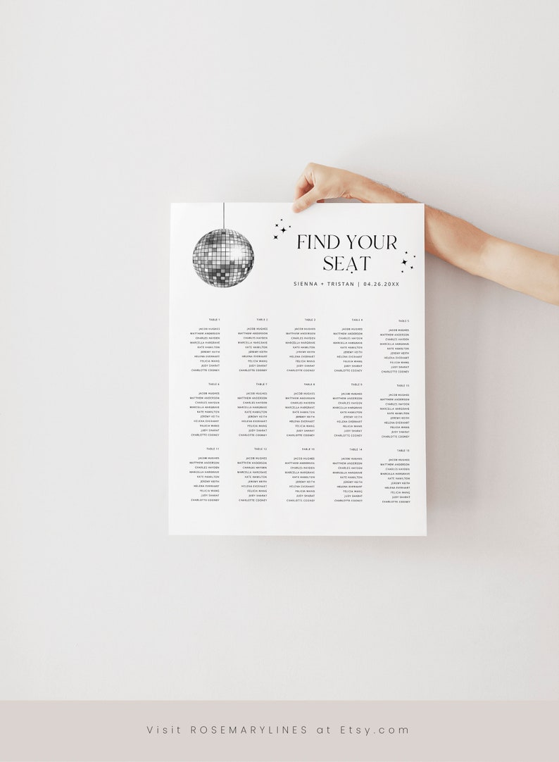 Disco Seating Chart Template Retro Wedding Seating Chart 70s - Etsy