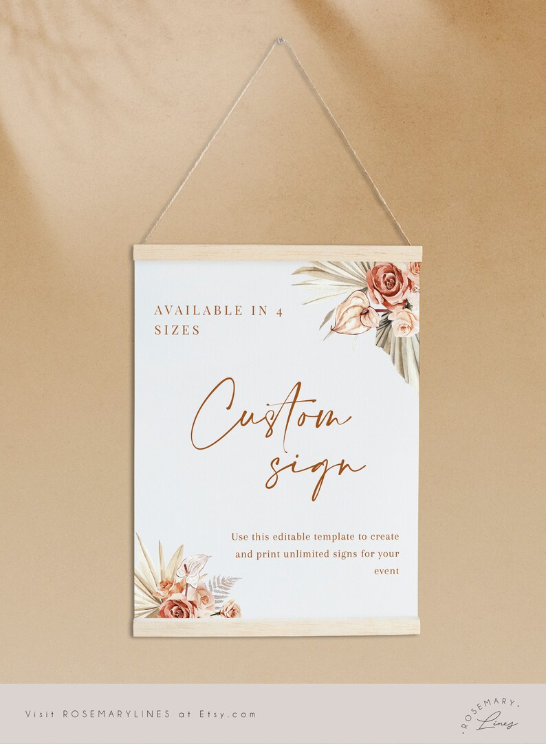 Rust Wedding Signs Burnt Orange Custom Sign Template Boho - Etsy