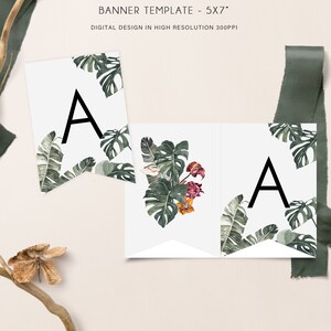 Tropical Palm Leaf Exotic Floral Banner Template, Greenery Bridal ...