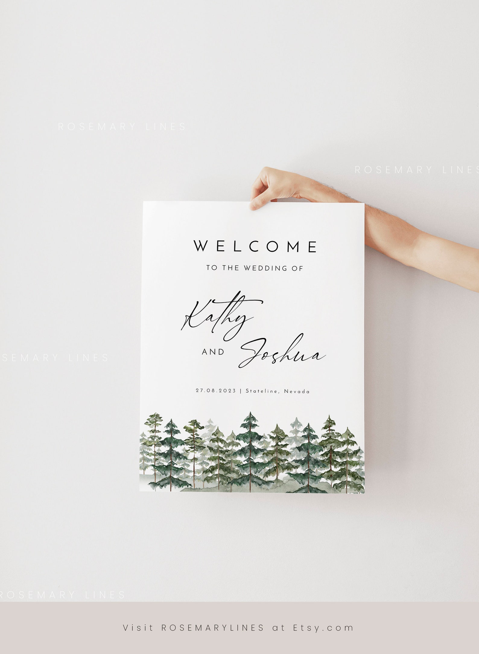 Pine Tree Welcome Sign Template Forest Wedding Welcome Sign - Etsy