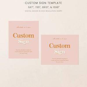 Retro Custom Sign Template, Blush Orange Peach Editable Sign, Dusty ...