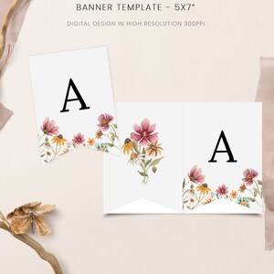 Wildflower Baby Shower Banner, Banner Template, Bright Floral Bridal ...