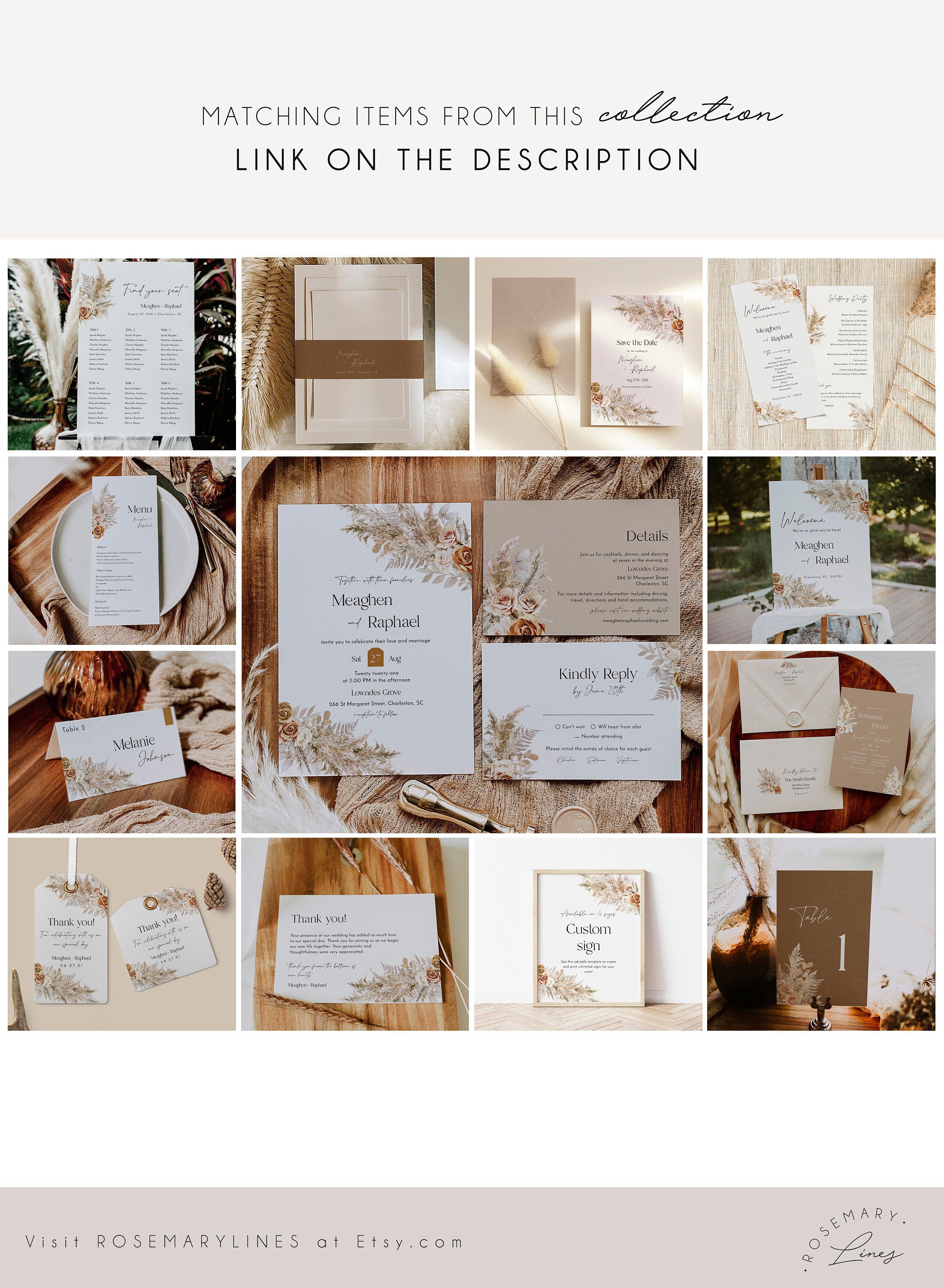 Pampas Grass Cards and Gifts Sign Template Earthy Boho - Etsy