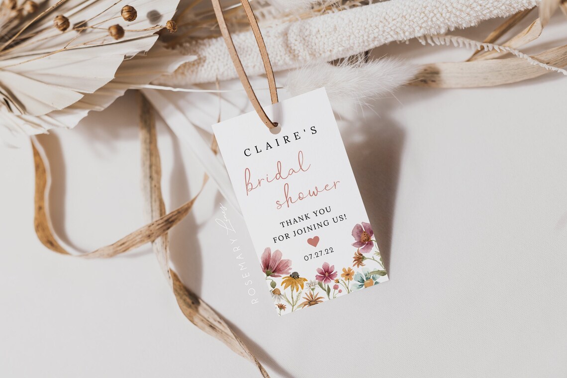 Wildflower Favor Tags, Wildflowers Favor Tag Template, Bright Floral ...