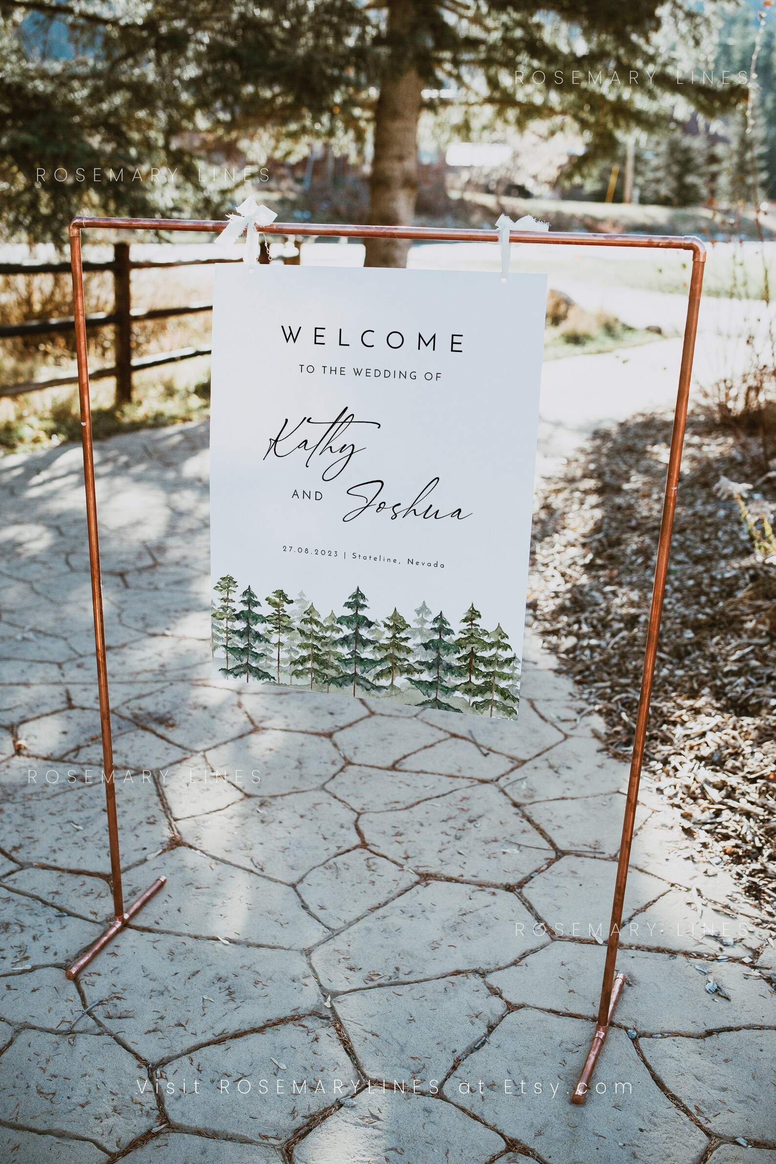 Pine Tree Welcome Sign Template Forest Wedding Welcome Sign - Etsy