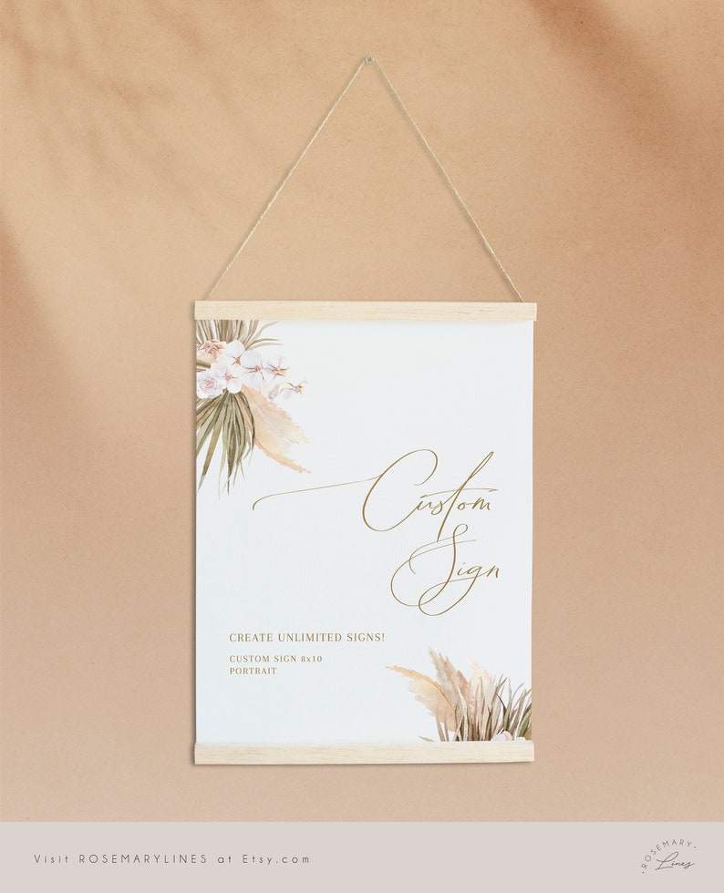 Pampas Grass Custom Sign Printable Tropical Boho Editable - Etsy