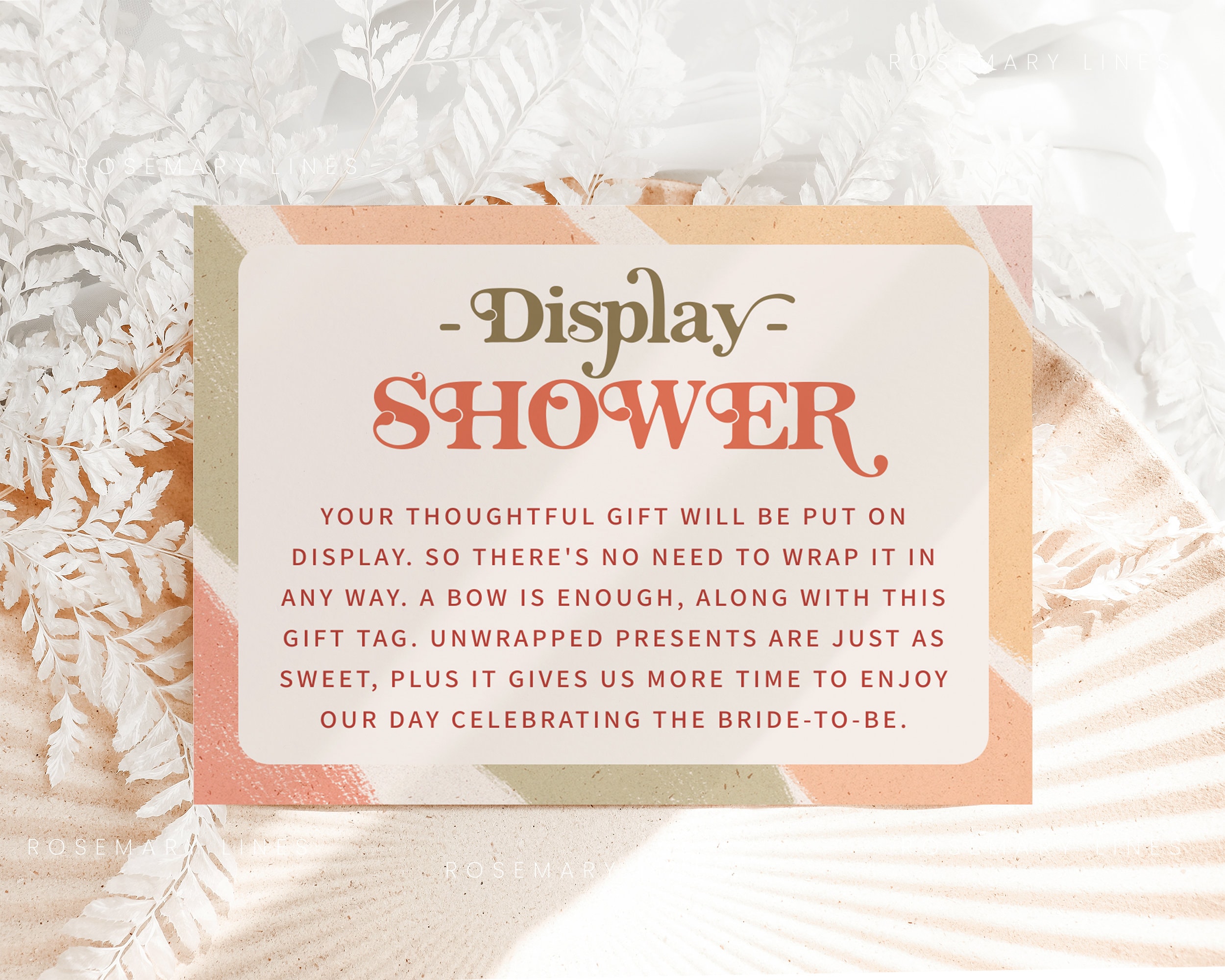 Retro Display Shower Card Template Peach Unwrapped Gifts - Etsy