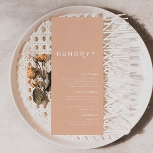 Peach Menu Cards, Coral Wedding Menu Template, Pastel Bridal Shower ...
