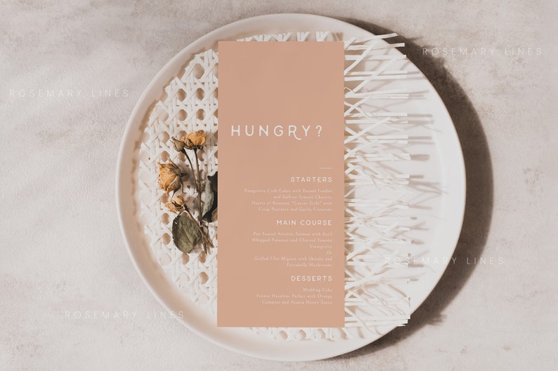 Peach Menu Cards, Coral Wedding Menu Template, Pastel Bridal Shower ...