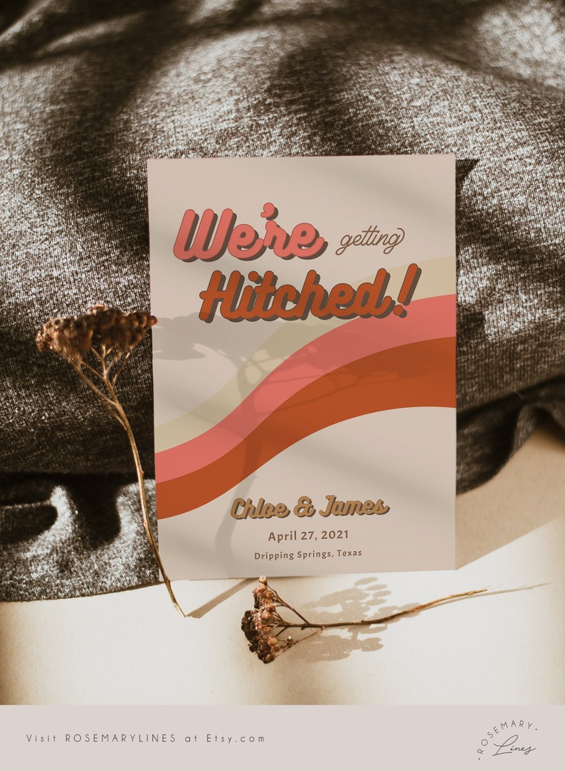 Groovy Retro Save the Date 70's Save the Date Template | Etsy