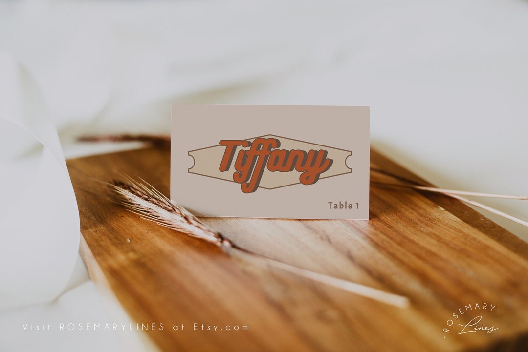 Modern Retro Place Cards Template 60's 70's Place - Etsy