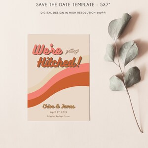 Groovy Retro Save the Date, 70's Save the Date Template, We're Getting ...