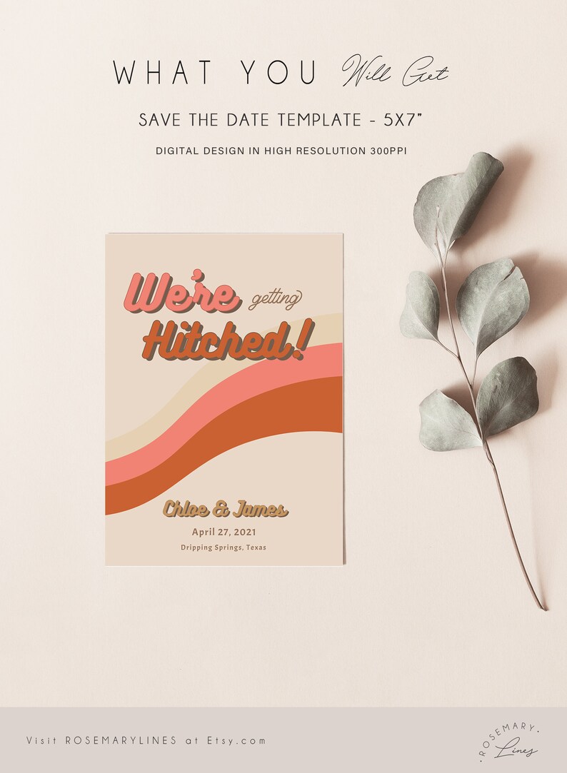 Groovy Retro Save the Date 70's Save the Date Template | Etsy