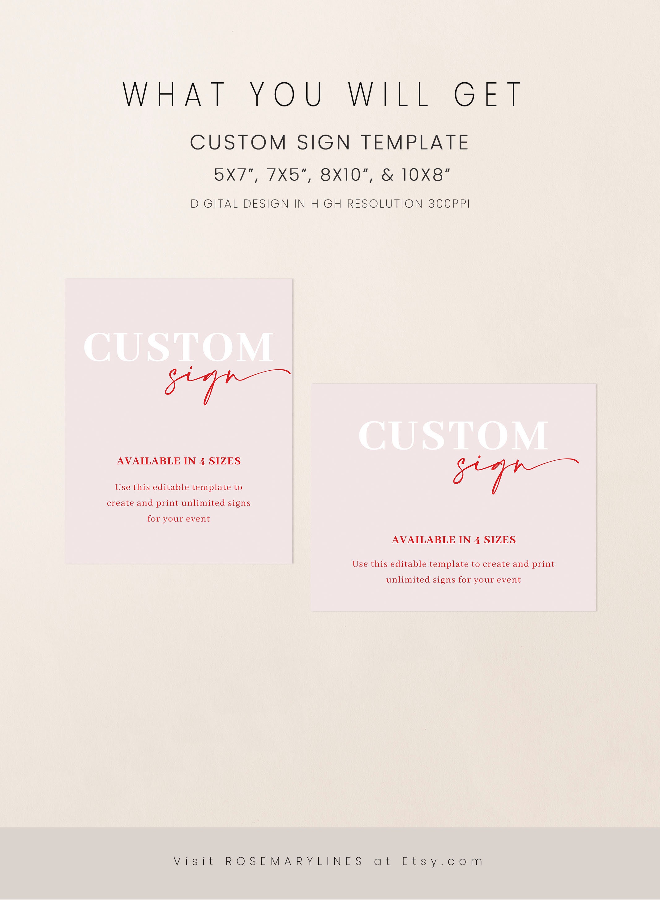 Pink and Red Custom Sign Template Hot Pink Custom Sign Red - Etsy