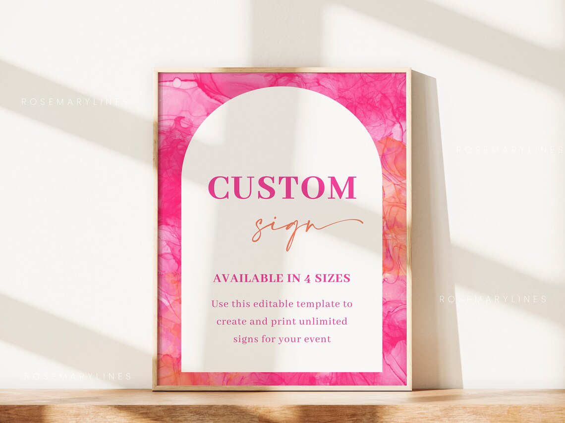 Pink Orange Custom Sign Template Hot Pink Custom Signs - Etsy