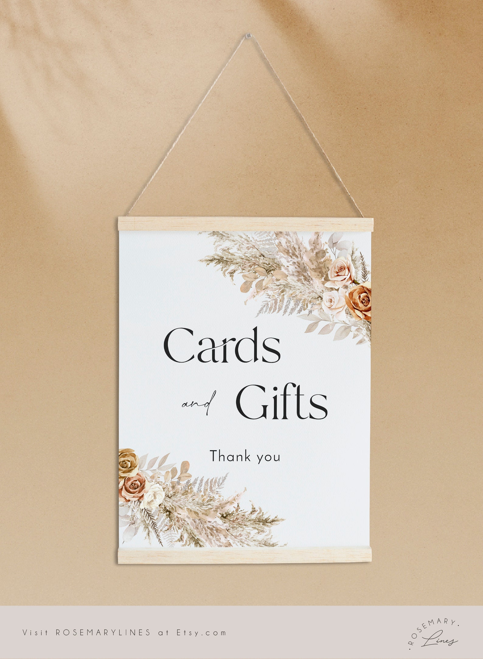 Pampas Grass Cards and Gifts Sign Template Earthy Boho - Etsy