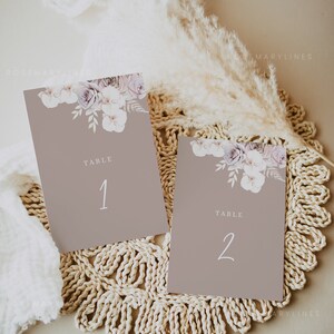 Dusty Rose Table Numbers, Boho Mauve Table Number Template, Dried ...