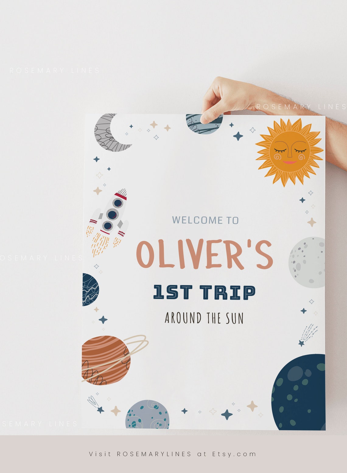Outer Space Birthday Welcome Sign Template Galaxy Solar System - Etsy