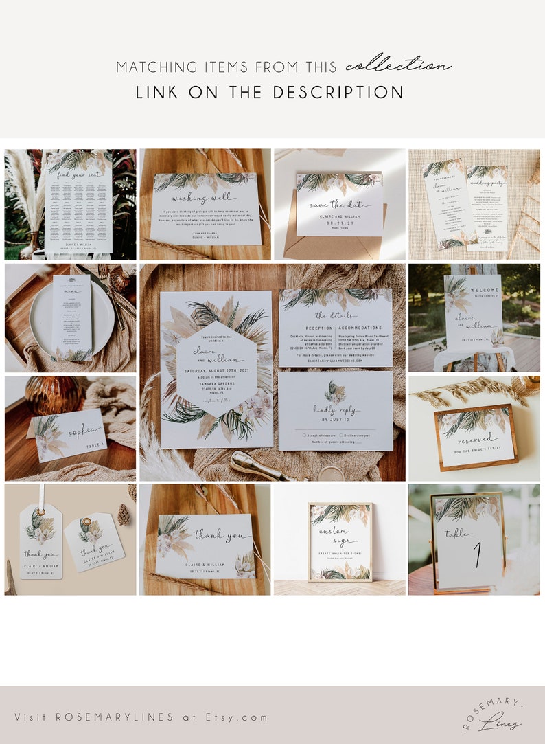 Tropical Boho Bridal Shower Welcome Sign Pampas Grass Bridal Etsy