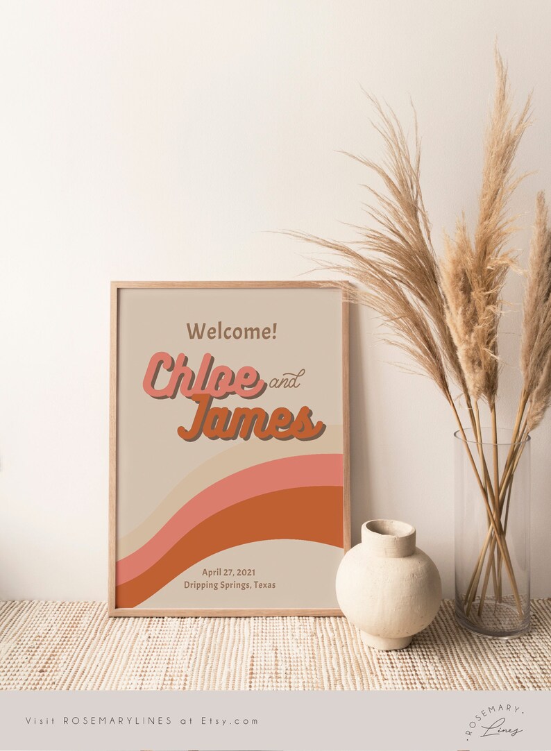 Groovy Retro Wedding Welcome Sign Template 70s Welcome Signs | Etsy