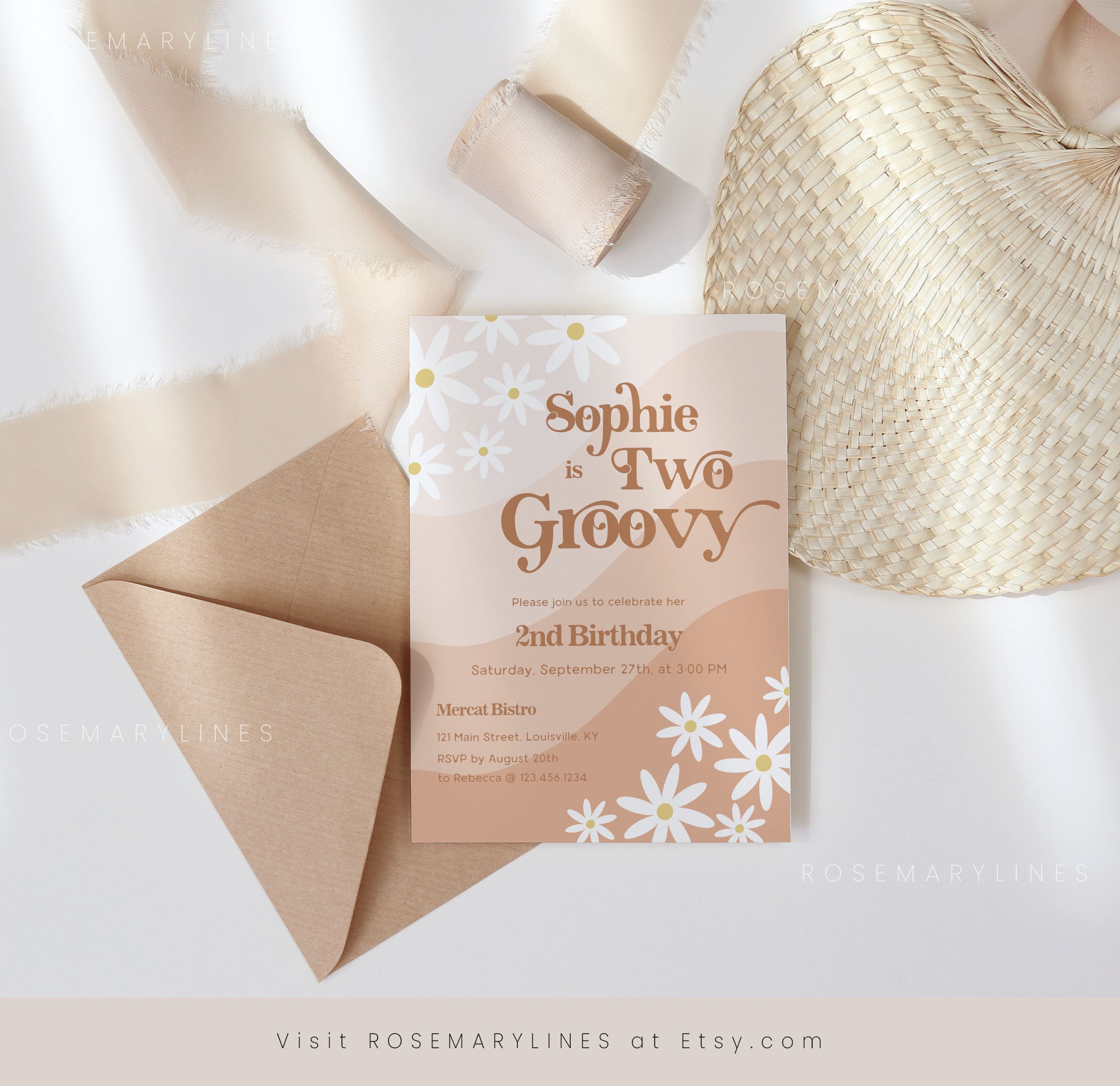 Groovy Birthday Invitation Template Daisy Birthday | Etsy