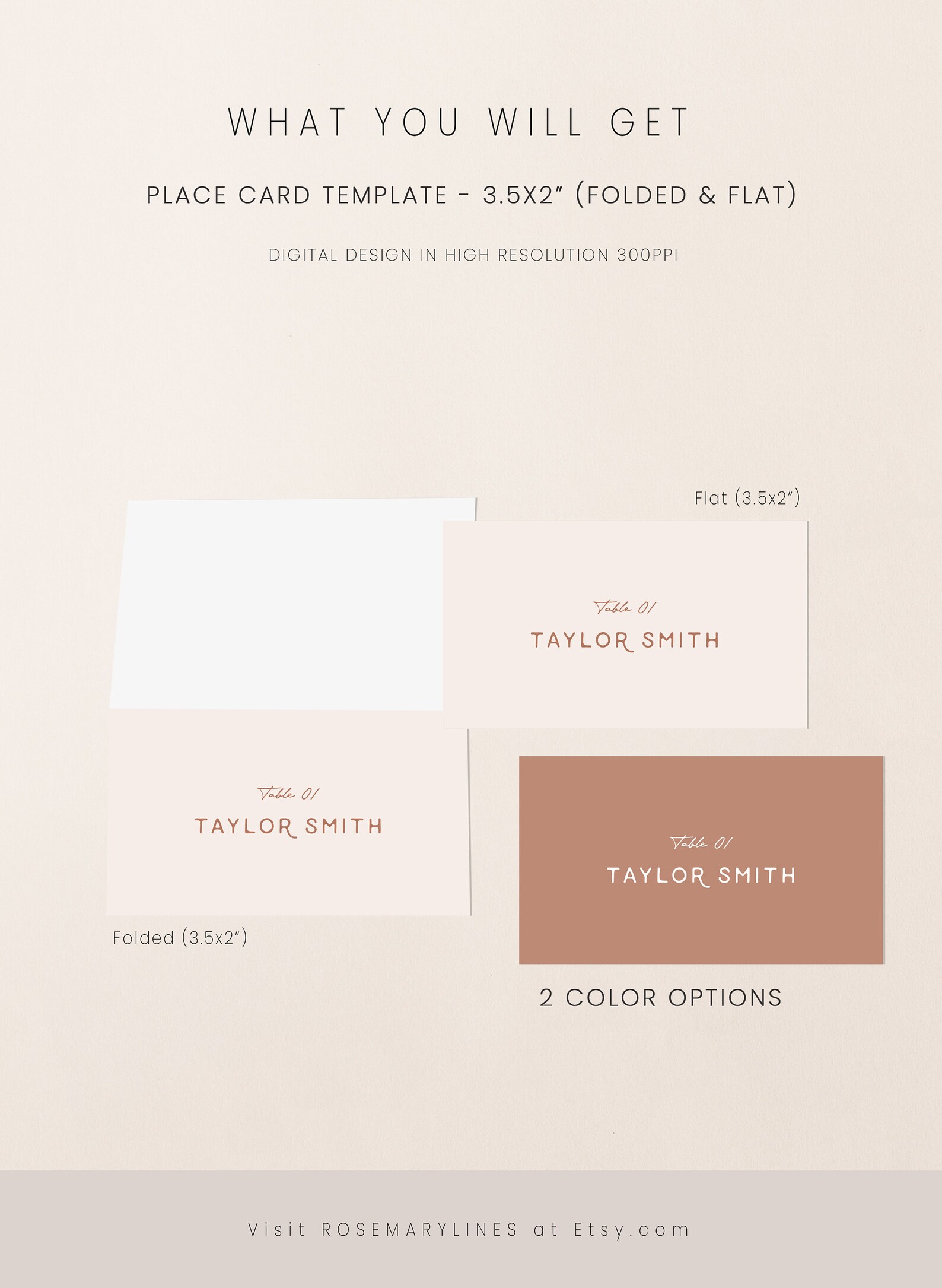Neutral Earthy Place Cards Cream Place Card Template Blush - Etsy