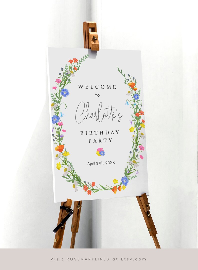 Wildflower Welcome Sign Template Spring Colorful Boho Floral | Etsy