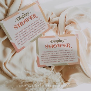 Retro Display Shower Card Template, Peach Unwrapped Gifts Insert, 70's ...