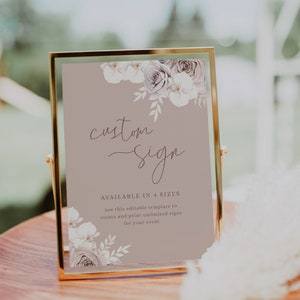 Dusty Rose Custom Sign Template, Boho Mauve Wedding Signs Printable ...