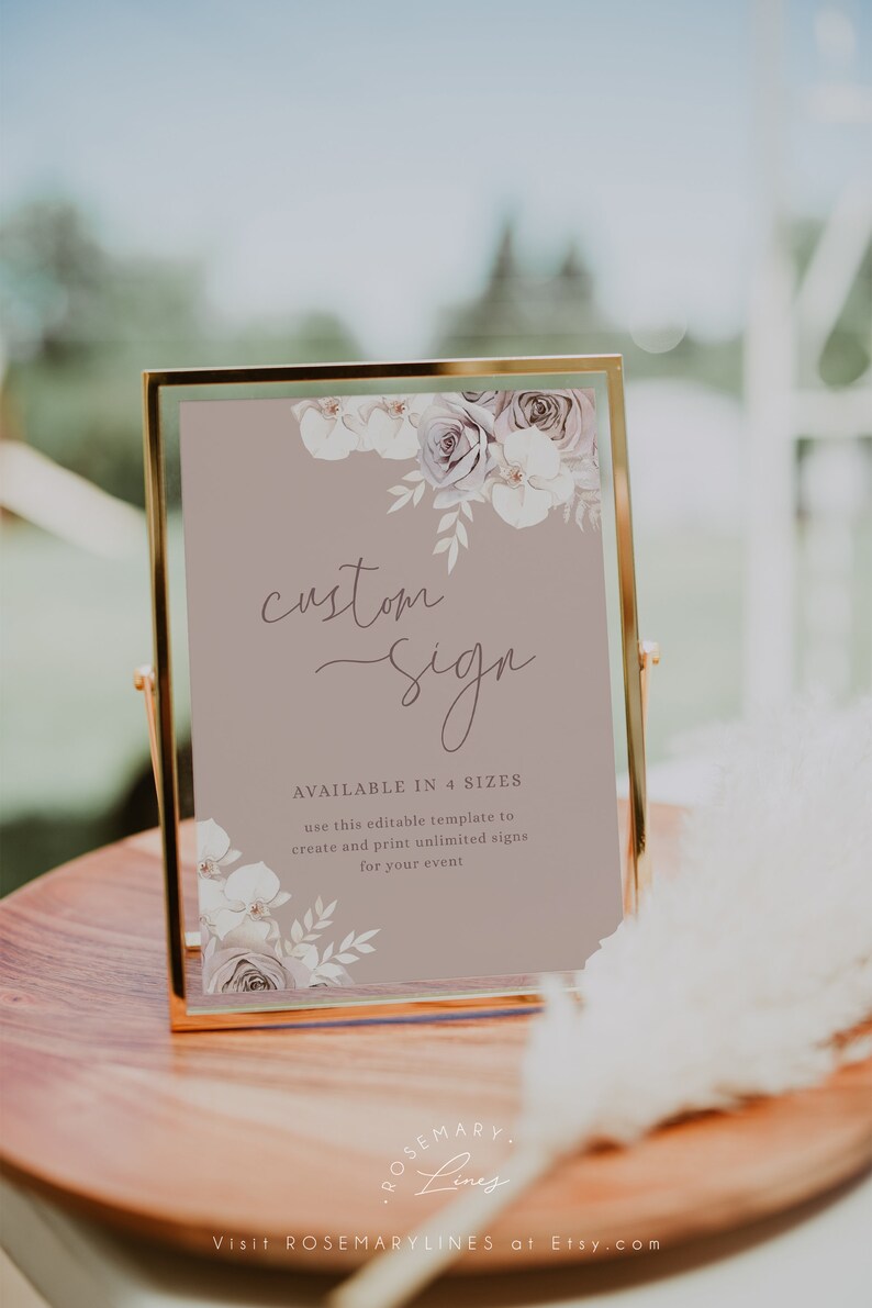 Dusty Rose Custom Sign Template Boho Mauve Wedding Signs | Etsy