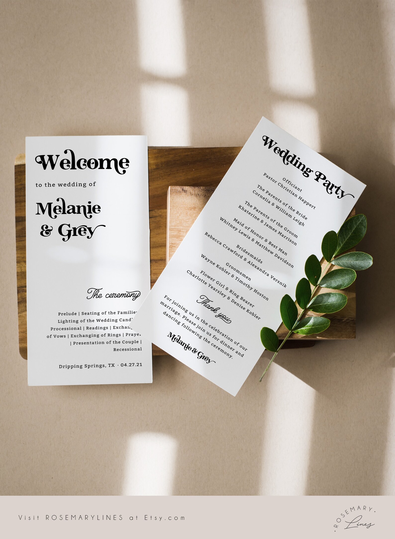 Retro Wedding Programs, 70's Wedding Program Template, 1970's Boho ...