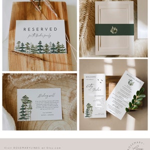 Pine Tree Wedding Bundle, Mountain Wedding Invitation Set Template ...