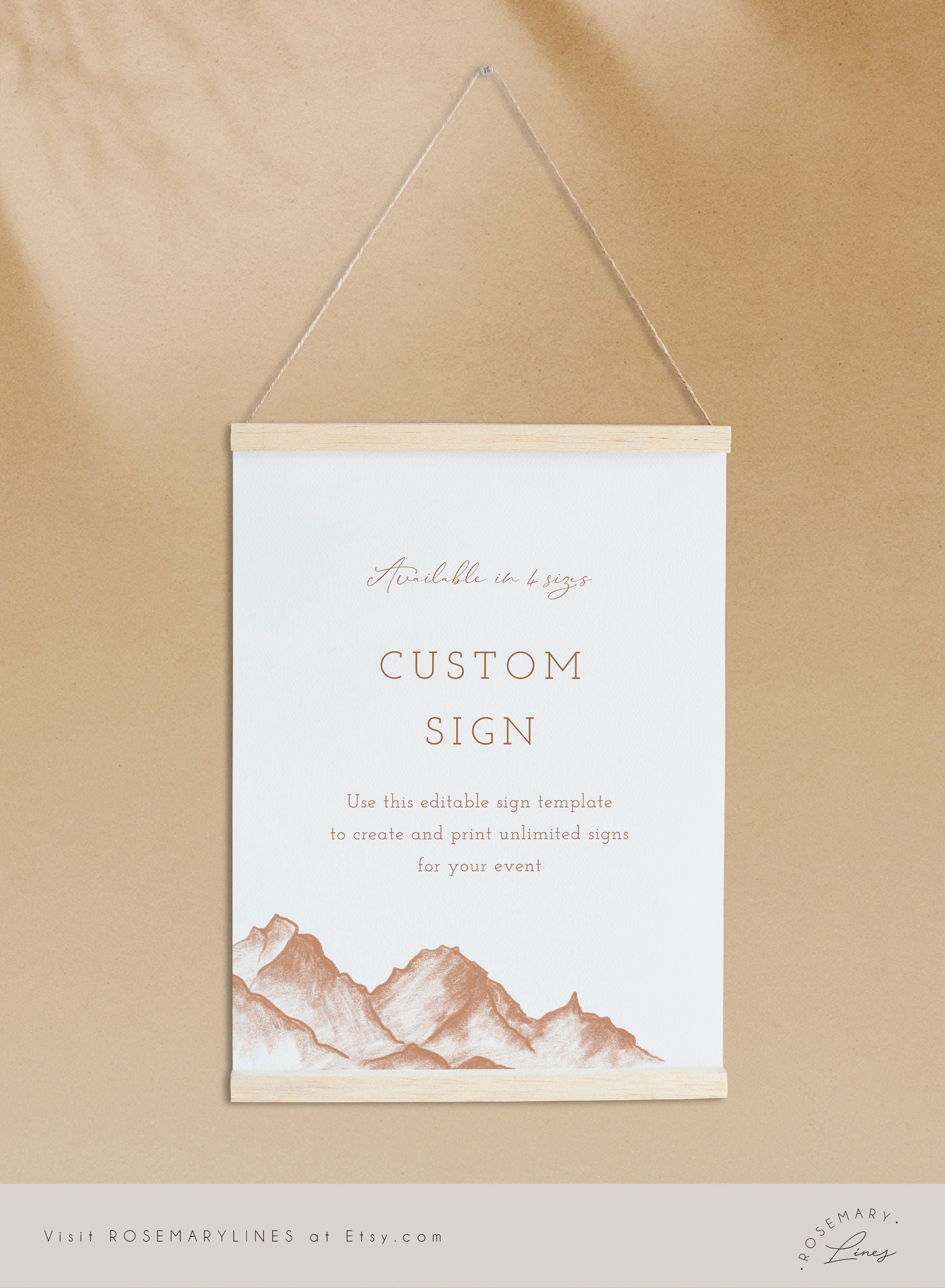 Minimal Mountain Custom Sign Template Desert Personalized | Etsy
