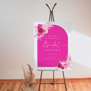 Hot Pink Bridal Shower Welcome Sign Template, Blush Bubblegum Pink ...