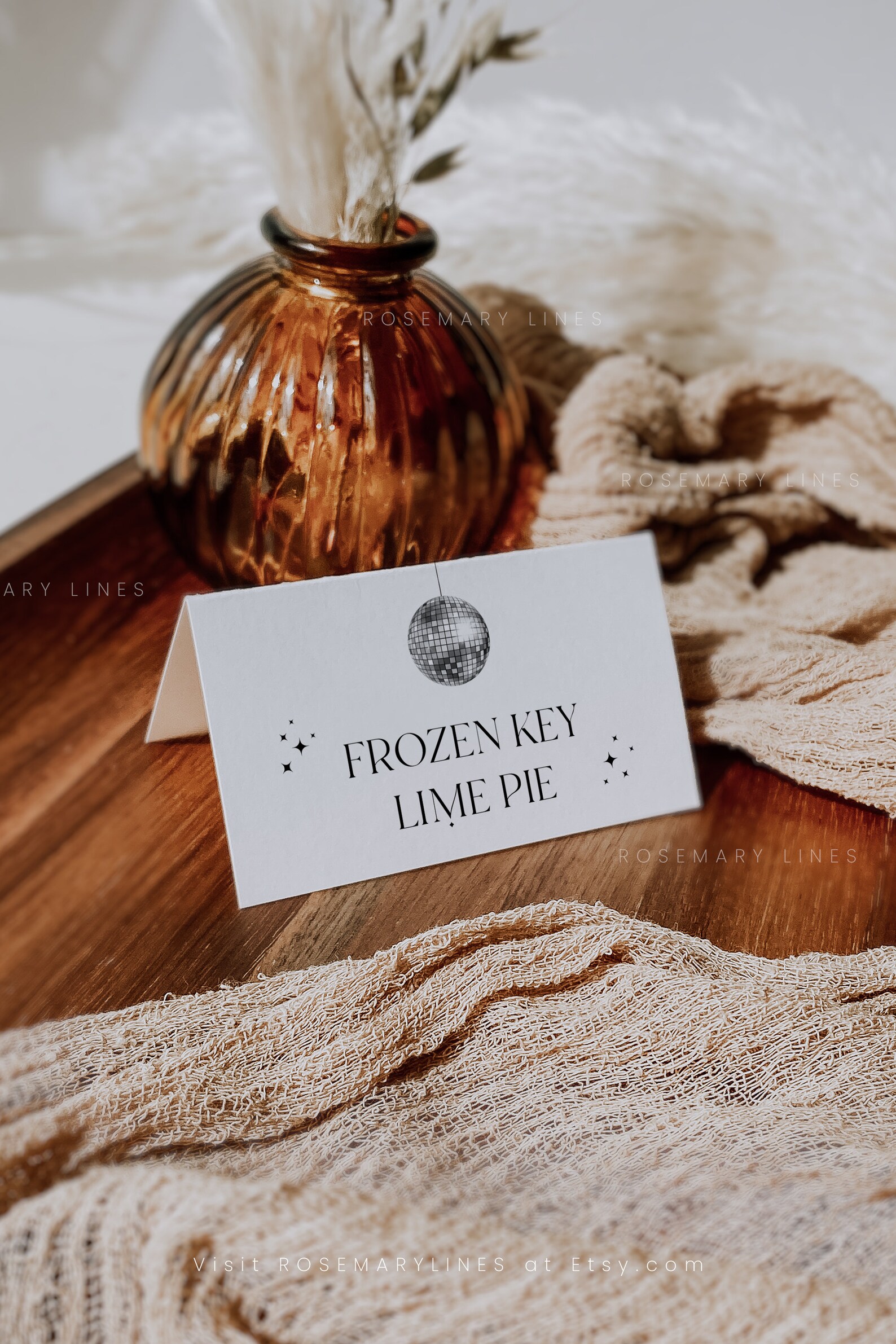 Disco Buffet Card Template, Retro Food Labels Disco Ball Buffet Food ...